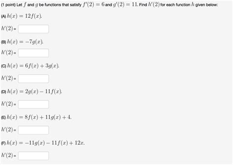 solved 1 point let f and g be functions that satisfy f 2