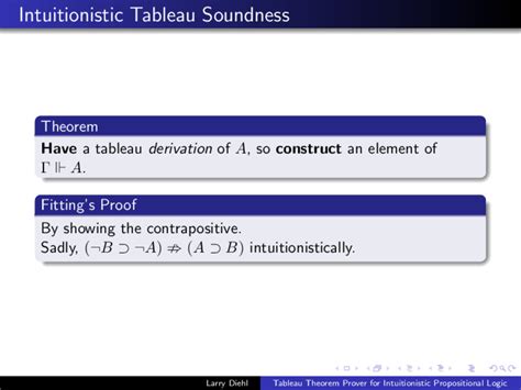 Tableau Theorem Prover For Intuitionistic Propositional Logic Speaker