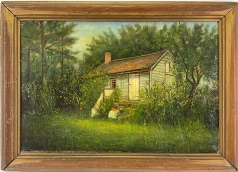 Robert Fulton Ludlow Small Cottage In Woods With Seated Figure