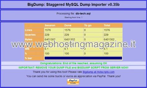 Guida Bigdump Come Importare Database Mysql Di Grandi Dimensioni