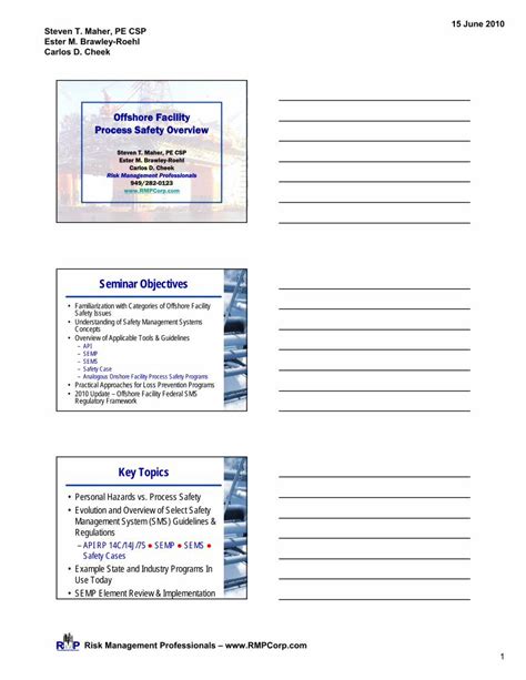 Pdf Seminar Objectives · • Api Rp 14c “analysis Design