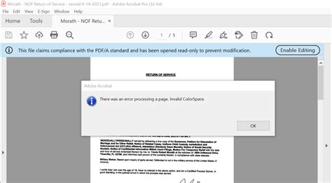 getting error message re colorspace when saving a adobe product