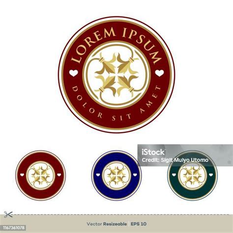 원 장식 꽃 문장 엠블럼 로고 템플릿 일러스트 디자인 벡터 Eps 10 0명에 대한 스톡 벡터 아트 및 기타 이미지 0명 고급 고무도장 Istock