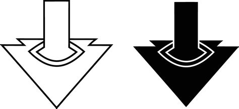 Abstract Downward Arrow Geometric Design Black And White Icons