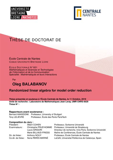 Pdf Randomized Linear Algebra For Model Order Reduction