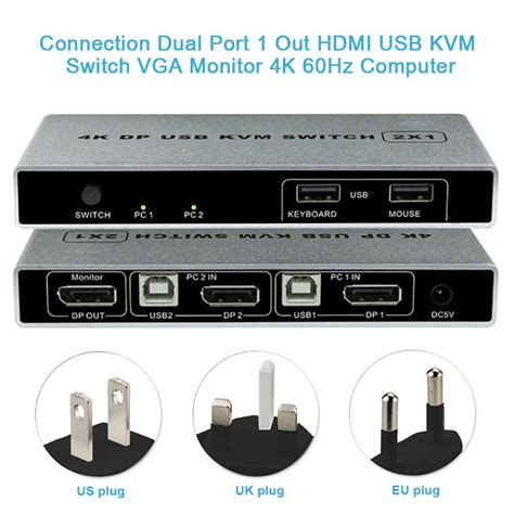 Dual Port Monitor Computer 1 Out Kvm Switch Vga Mo Vicedeal