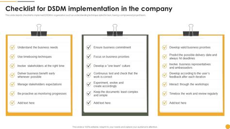 dynamic systems development approach checklist for dsdm implementation