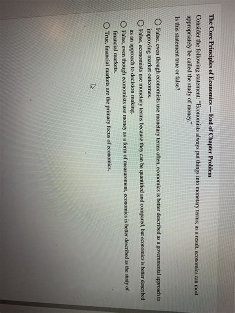 Solved The Core Principles Of Economics End Of Chapter Chegg