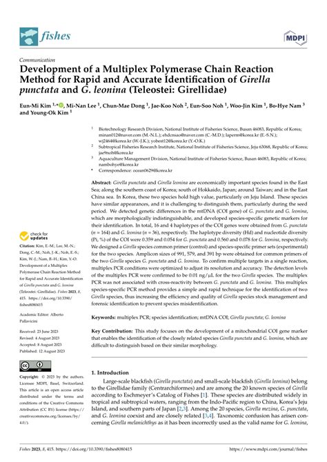 Pdf Development Of A Multiplex Polymerase Chain Reaction Method For Rapid And Accurate