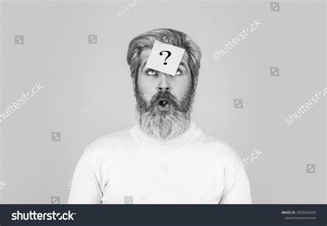 Thinking Bearded Man Question Mark On Stock Photo Edit Now 1833566293