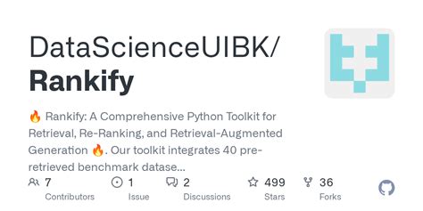 Github Datascienceuibkrankify 🔥 Rankify A Comprehensive Python Toolkit For Retrieval Re