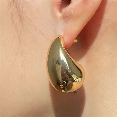 Teardrop Earrings For Women Chunky Hoop Dome Water Drop Earring Gold