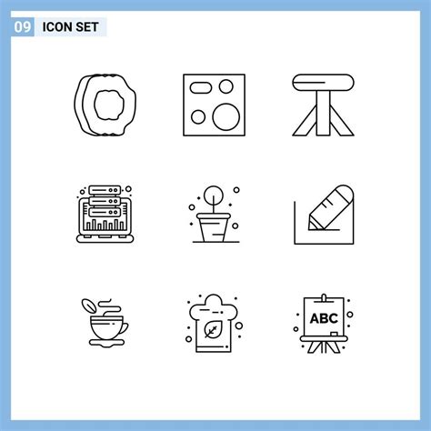 Pack Of 9 Creative Outlines Of Web Hosting Plate Graph Table Editable Vector Design Elements