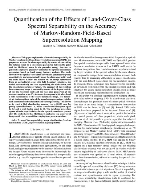Pdf Quantification Of The Effects Of Land Cover Class Spectral Separability On The Accuracy Of