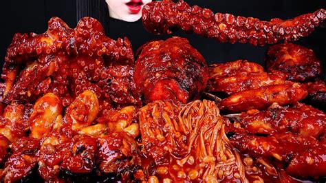 Asmr Spicy Seafood 해물찜 먹방 Spicy Mushroom 버섯 먹방 Carb 꽃게 낙지 Octopus 랍스터 Lobster 새우 먹방