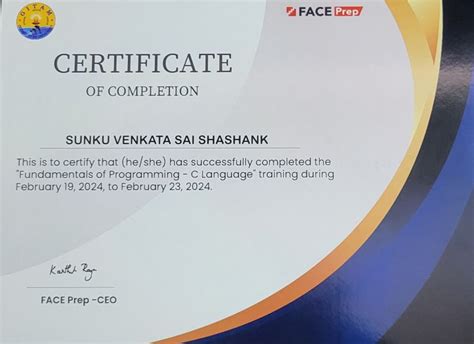 Sai Shashank On Linkedin Technicaltraining Coding Faceprep Gratitude