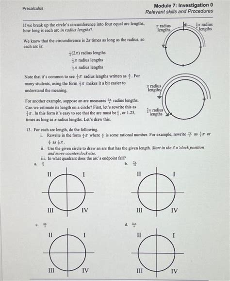 Solved Precalculus Module 7 Investigation 0 Relevant Skills