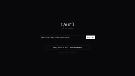 Github Prashantrahul141taurl Fast Url Shortner Written Entirely In Go
