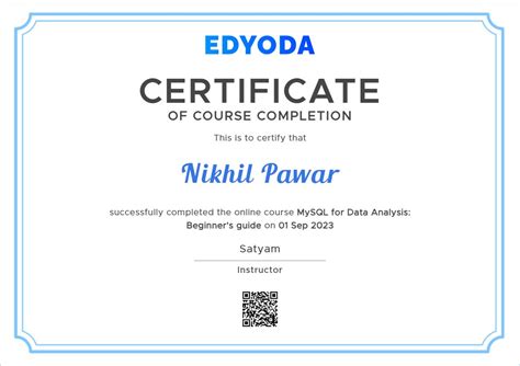 Nikhil Pawar On Linkedin Dataanalysis Mysql Edyoda Certificate Learningjourney Careergrowth