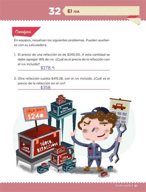 El Iva Desafío 32 Desafíos Matemáticos Sexto Grado Contestado