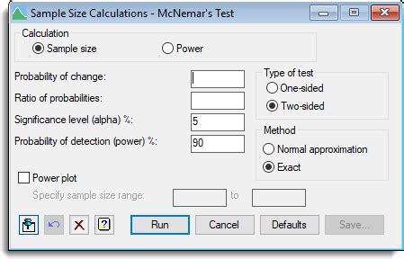 Sample Size Calculations McNemar S Test Genstat Knowledge Base