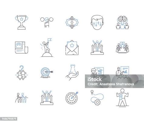 벤처 발전 라인 아이콘 모음입니다 혁신 성장 확장 진행 개발 투자 전략 벡터 및 선형 그림 기회 잠재력 스케일링 개요 표지판