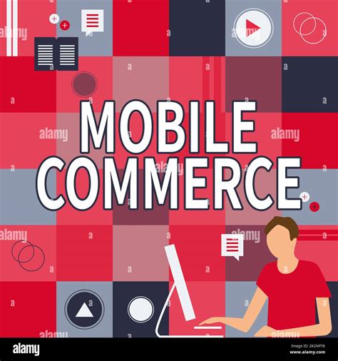 Text Caption Presenting Mobile Commerce Word For Using Mobile Phone To Conduct Commercial