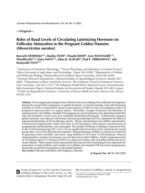 Pdf Roles Of Basal Levels Of Circulating Luteinizing Hormone On Follicular Maturation In The