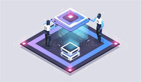Futuristic Microchip Processor Digital Chipmodern Cpu Stock Vector