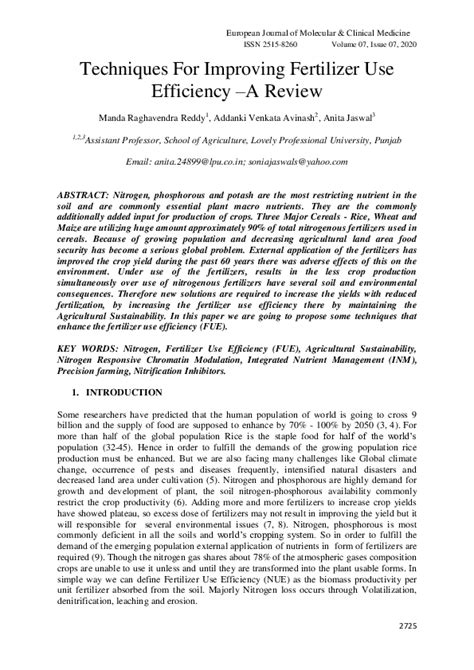 Pdf Techniques For Improving Fertilizer Use Efficiency A Review