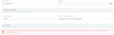 unable to create persistent volume local disk path from rancher ui and api · issue 12284