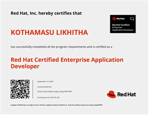 Kothamasu Likhitha On Linkedin Hello Connections Happy To Share That Ive Earned The Red Hat