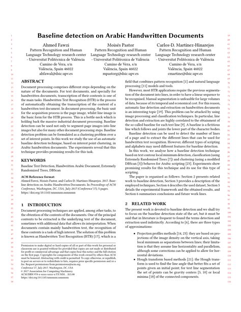 Pdf Baseline Detection On Arabic Handwritten Documents