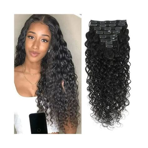 Water Wave Curly Clip Ins Human Hair Extension 120g 160gset Brazilian