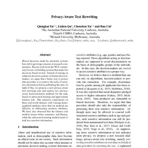 Privacy Aware Text Rewriting Acl Anthology