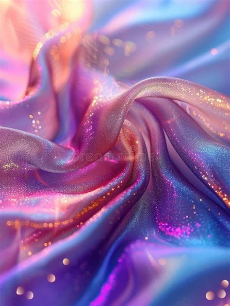 Iridescent Flowing Fabric With Vibrant Colors And Shimmering Texture Stock Image Image Of