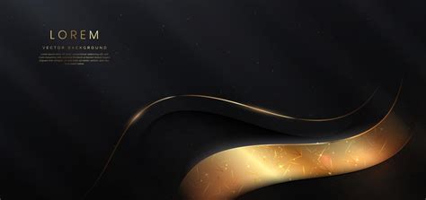 Luxury Curve Golden Lines On Black Background With Lighting Effect Copy Space For Text 12997855