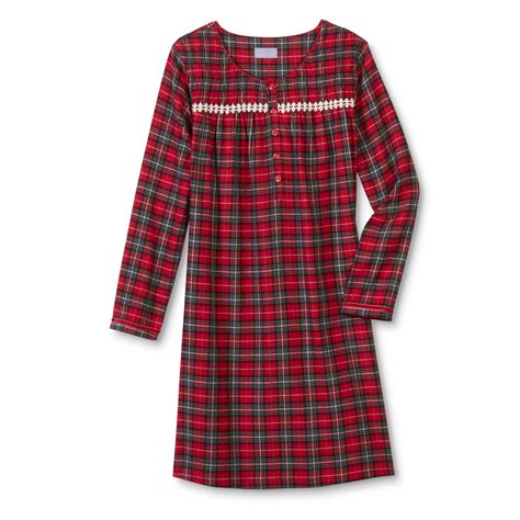 Laura Scott Womens Flannel Nightgown Plaid