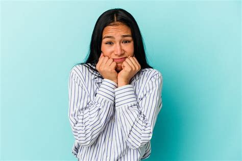 Premium Photo Young Venezuelan Woman Isolated On Blue Background