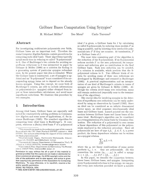 Pdf Gröbner Bases Computation Using Syzygies