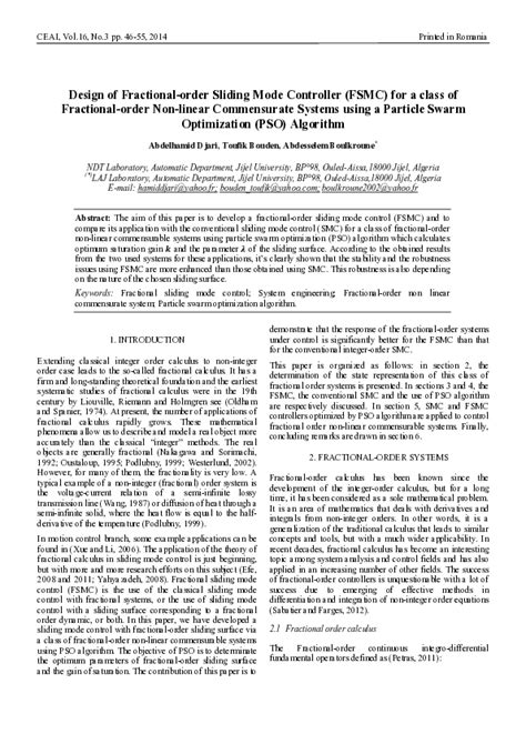 Pdf Design Of Fractional Order Pid Controller Fopid For A Class Of