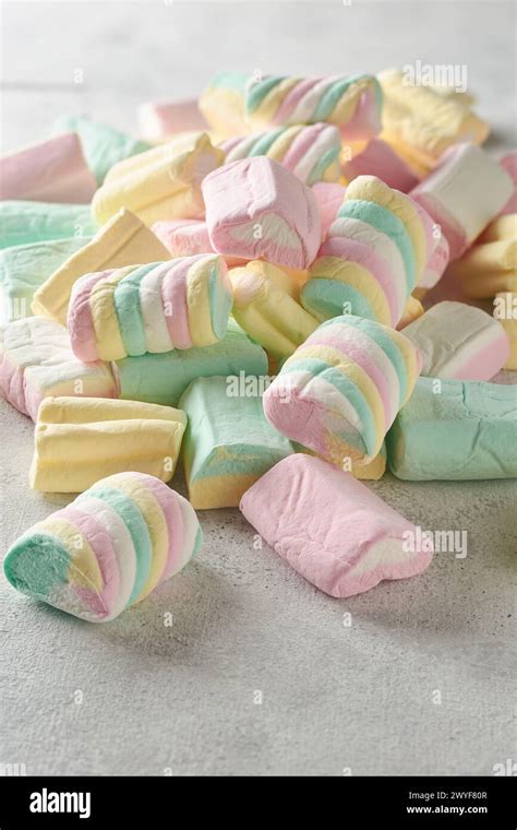 Marshmallows Close Up Colorful Fluffy Soft Sugar Confectionery