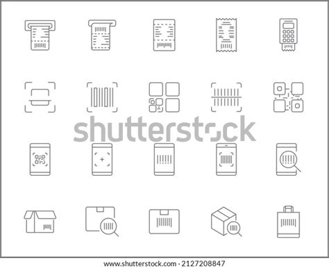 Set Qr Code Scan Icons Line Stock Vector Royalty Free 2127208847 Shutterstock