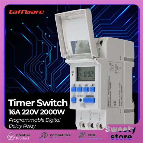 Jual Taffware Programmable Digital Timer Switch Relay 20 Program 220V 16A Digital Timer Shopee