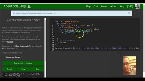 Return Largest Numbers In Arrays Freecodecamp Review Basic Algorithm Scripting Lesson 6 Youtube