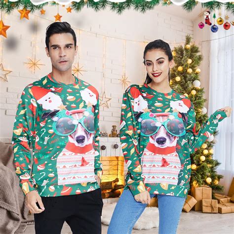 Uideazone Unisex Ugly Christmas Sweater 3d Printed Funny Crewneck