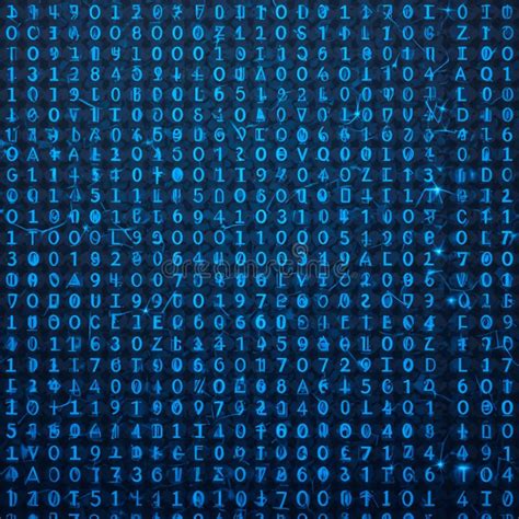 Blue Binary Code Matrix On Dark Background With Digital Glow Stock Illustration Illustration