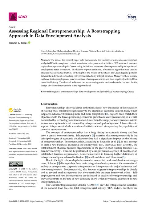 pdf assessing regional entrepreneurship a bootstrapping approach in data envelopment analysis