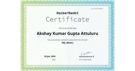 Akshay Kumar Gupta On Linkedin Hackerrank Skill Certificate