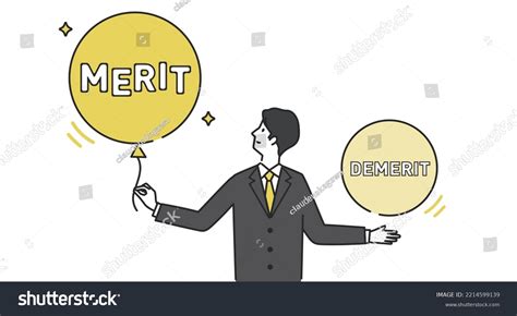 Merit Demerit Image Seriesbusinessman Thinkingflat Illustrationvector